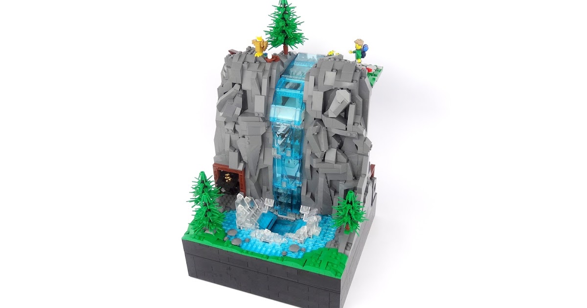 Cascata LEGO com "água" corrente | Aberto até de Madrugada