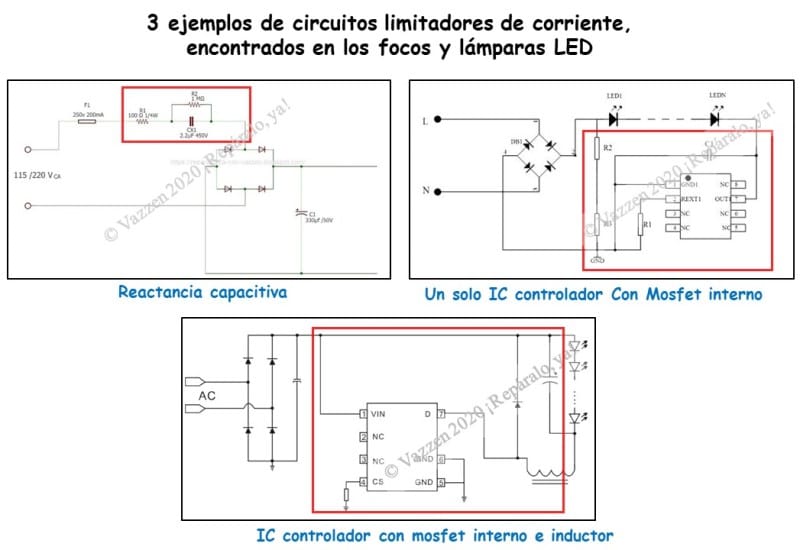 Funcionamiento del circuito en lámparas y luminarias LED´s. Diagramas y ...
