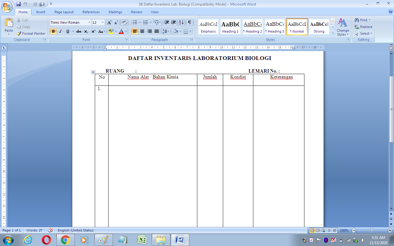 Format daftar inventaris alat laboratorium biologi - antapedia.com