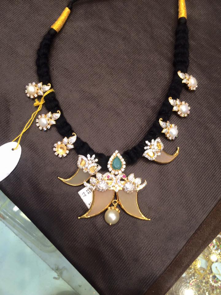 Black Thread Set with Pearls Clasps - Jewellery Designs