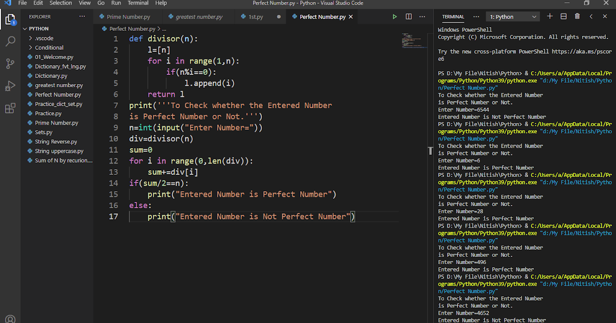 To Check Perfect Number Function For Loop Python