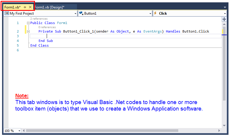 My First Windows Application Project Using Visual Basic .Net | Robotics ...