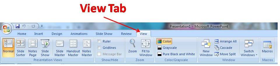 View Tab In MS PowerPoint 2007 In Hindi And English 2007 view-tab-in-ms-powerpoint-2007-in-hindi-and-english-2007