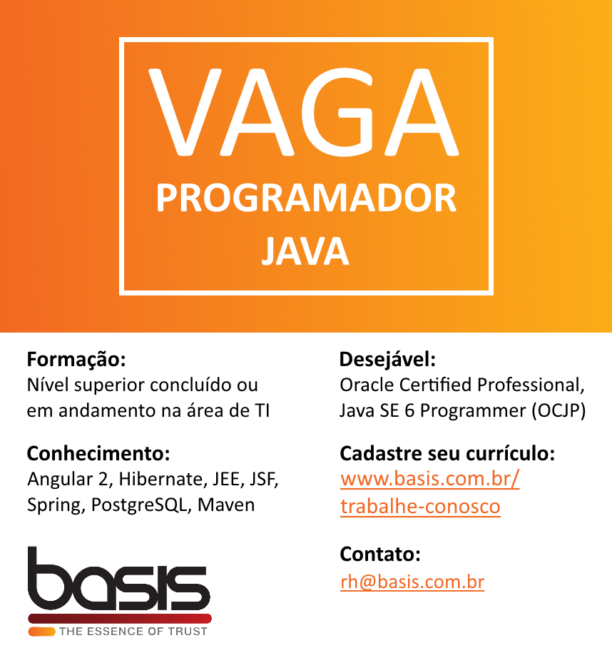 Emprego para Programador Java - 08.08.17
