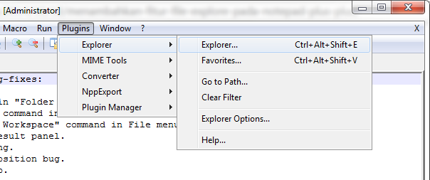 Adding File Explore inside Notepad++ Editor | Few Solution