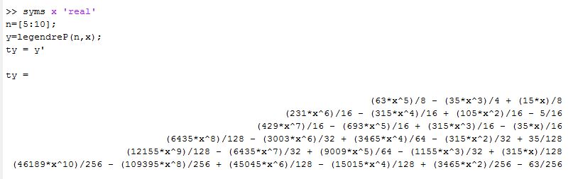MyExcelRoutines: Legendre polynomial (Legendre function of the first kind)