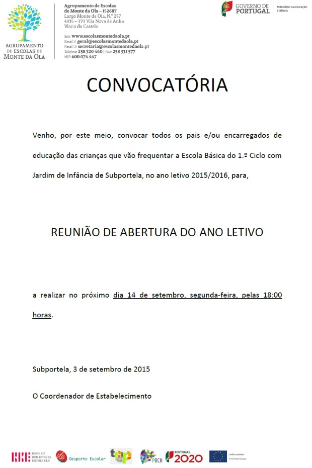 Associação de Pais e Encarregados de Educação das Escolas de Subportela ... Associação de Pais e Encarregados de Educação das Escolas de Subportela ...