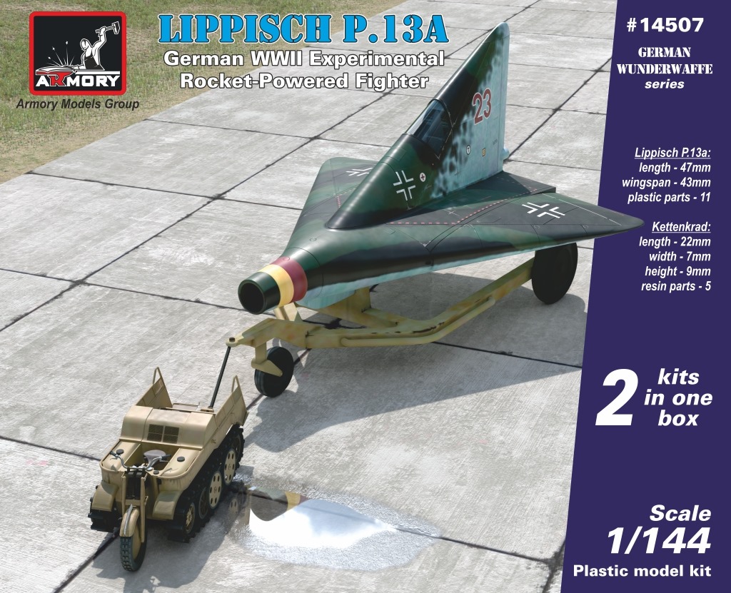 Kampfgruppe 1/144: 1/144 Lippisch P.13a (2 injected kits in box) w ...
