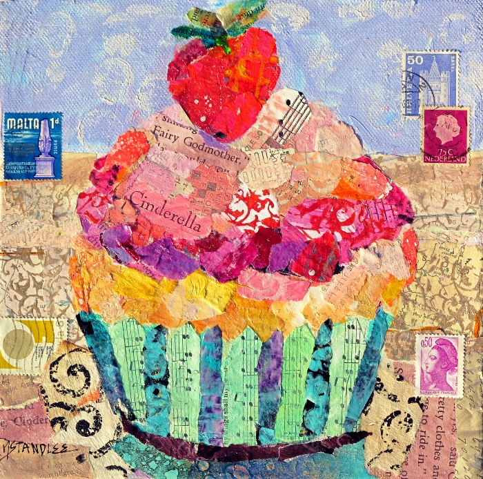 Nancy Standlee Fine Art: Cinderella's Cupcake 12089, a torn painted ...
