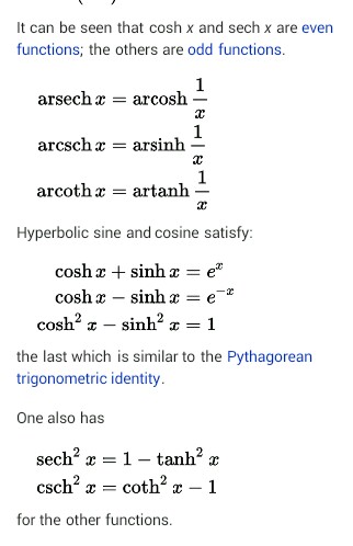 HYPERBOLIC FUNCTIONS