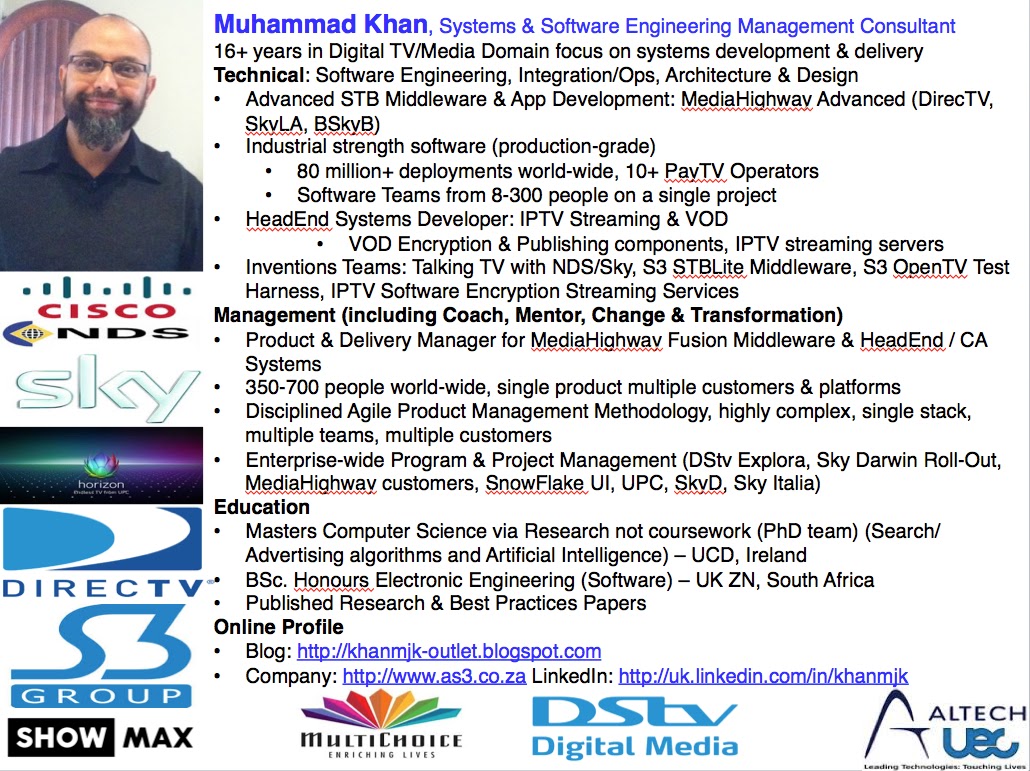 Mo Khan's Outlet!: My Professional One Slide Summary