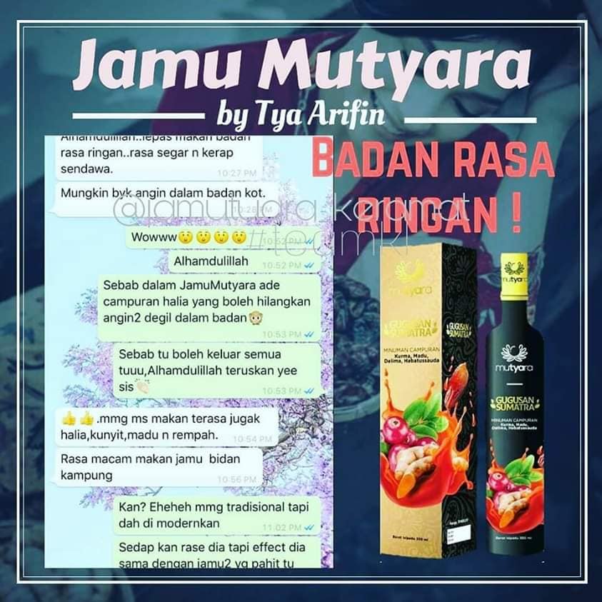 JAMU MUTYARA : JAMU TERBAIK UNTUK DALAMAN WANITA GUGUSAN SUMATRA BY TYA