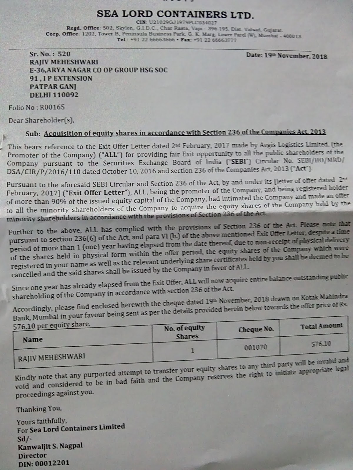 Rare Indian Shares ( by Ashwani K Aggarwal ): Sea Lord Containers ...