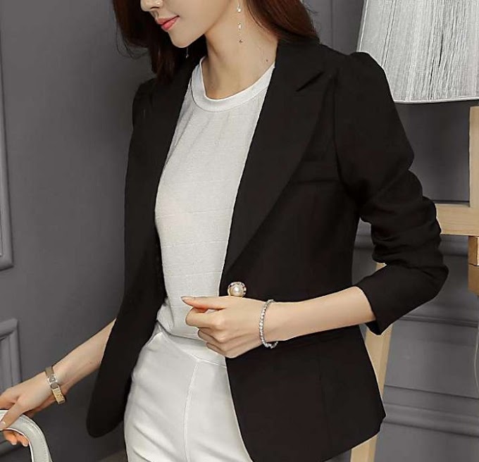 Blazer Wanita Hitam Putih Formal Non-Formal - viotoko