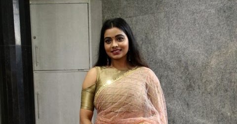 Kollywood actress Anisha Xavier hot golden blouse saree stills | Indian ...