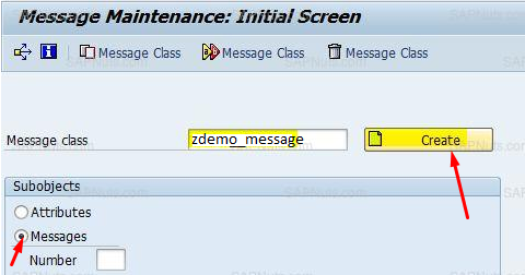 How to create SAP ABAP Error Message Class