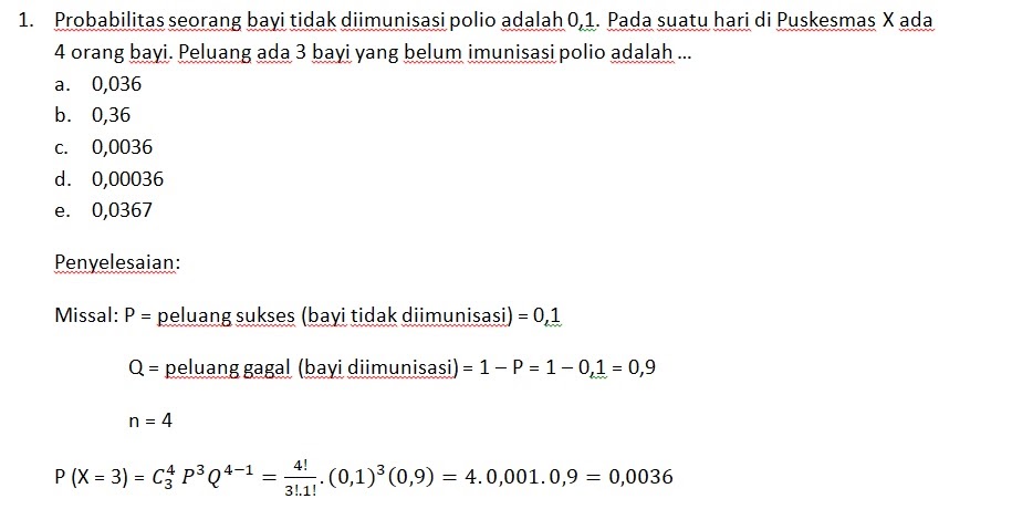 Matematika Peminatan Kelas XII contoh soal dan pembahasan distribusi ...
