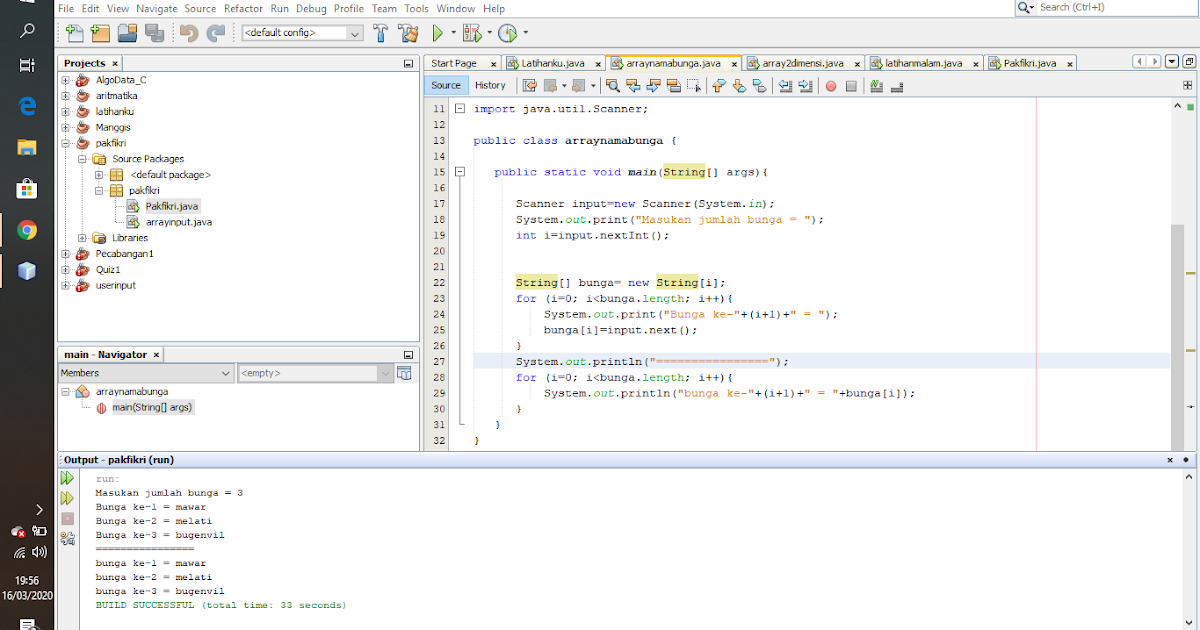 Contoh Tipe Data Array Satu Dimensi