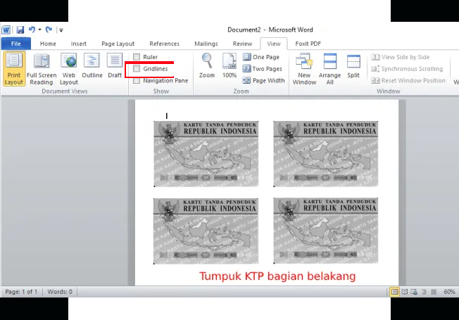 UKURAN KTP DAN CARA MENCETAK KTP DI WORD