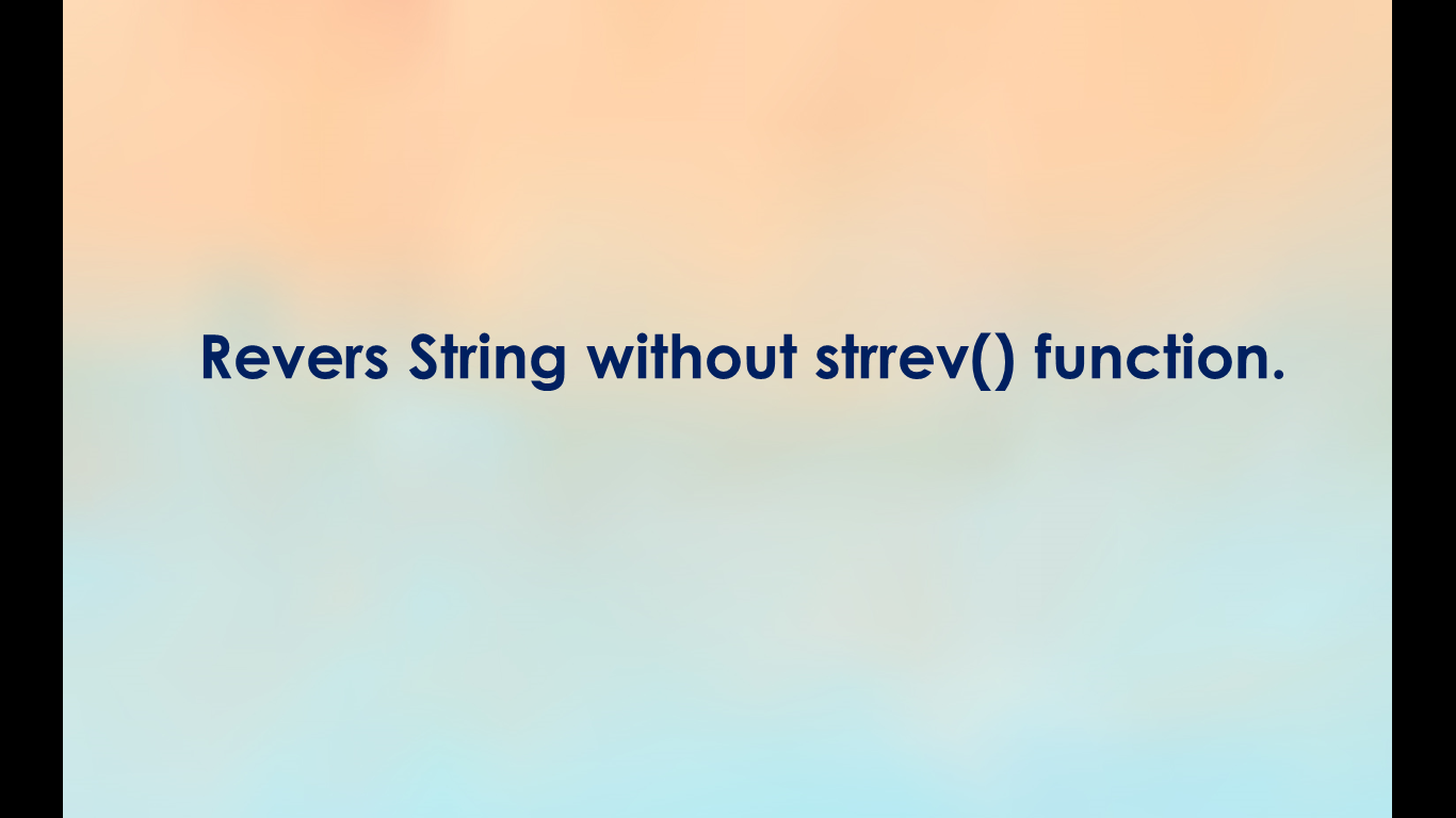 Revers String Without Strrev Function Cprograms