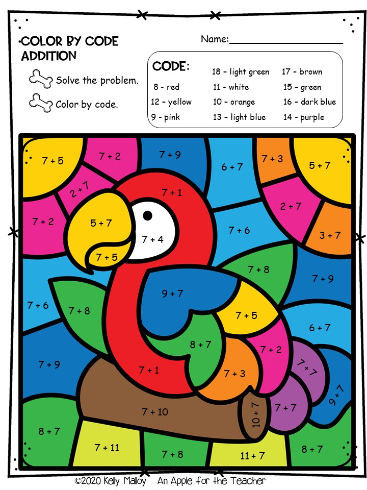 An Apple For The Teacher: Pets Color By Number Worksheets