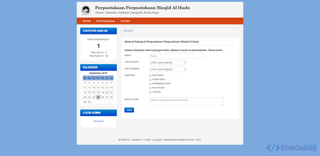 Aplikasi Perpustakaan Berbasis Web (Codeigniter) – StokCoding.com Aplikasi Perpustakaan Berbasis Web (Codeigniter) – StokCoding.com