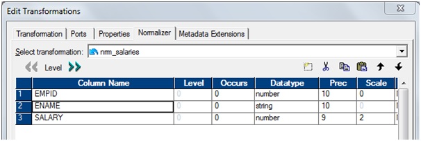 b) Now, defined the'SALARY' occurrence as 3. Which tells Informatica ...