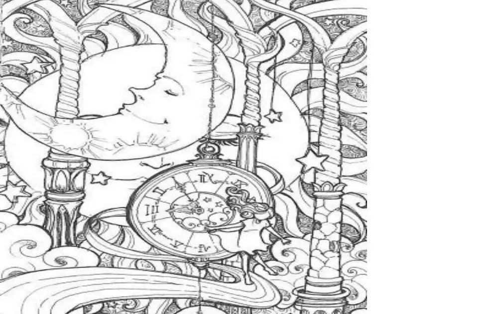 Coloring Page Of A Girl Running Through Time At Night