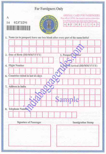India Baggage Rules: Indian Customs Forms
