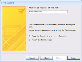 Simple Access Visual Basic Application: Create a Form Using Form Wizard