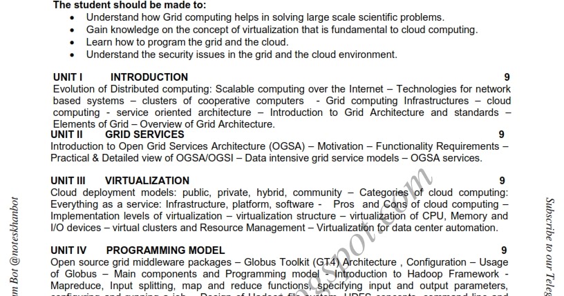 CS6703 GRID AND CLOUD COMPUTING Syllabus Semester VII IT BTECH Anna University-Regulation-2013 ...