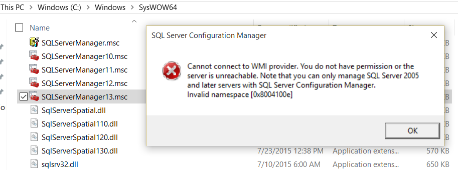 On The Journey To Be A Sql Server Professional An Error On Opening Sql Server Configuration Manager