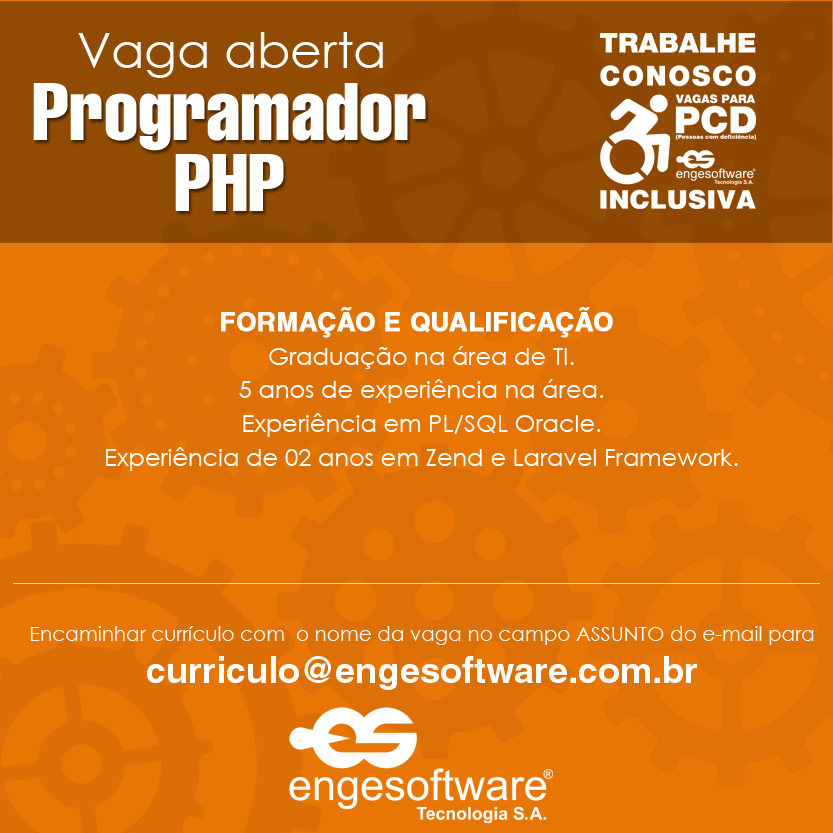 Emprego para Programador PHP e PCD - 30.05.18