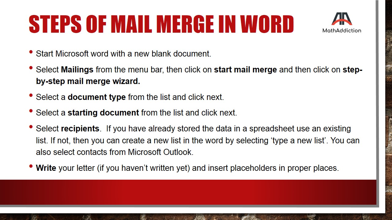 Blog #6 : Mail Merge (Steps, Advantages and Disadvantages)