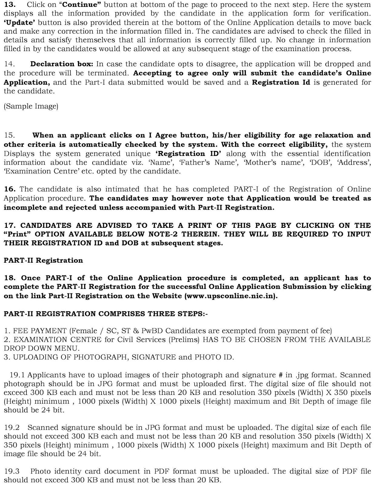 Instructions For Filling Online Application Form Of Civil Services