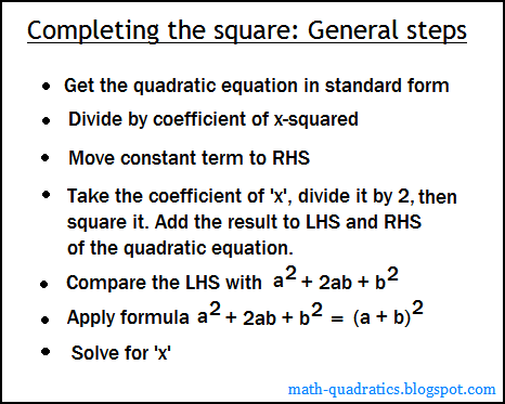 The Math Blog: Completing the square
