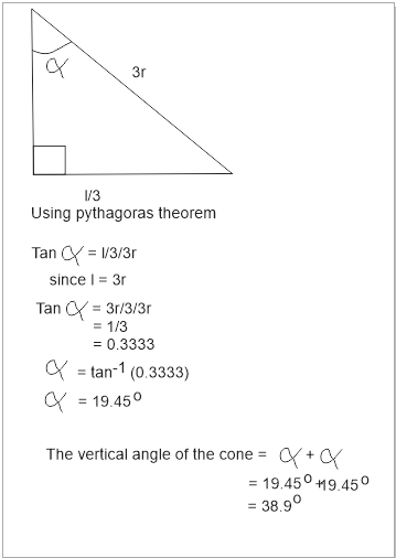 How to find the vertical angle of the cone.