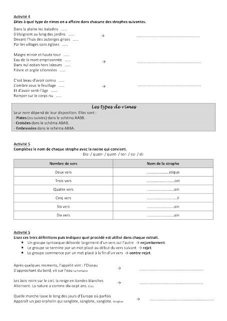 Le cours de français de Mme Viney: Versification - remédiation