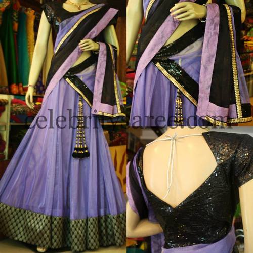 Lavender Color Half Saree - Saree Blouse Patterns