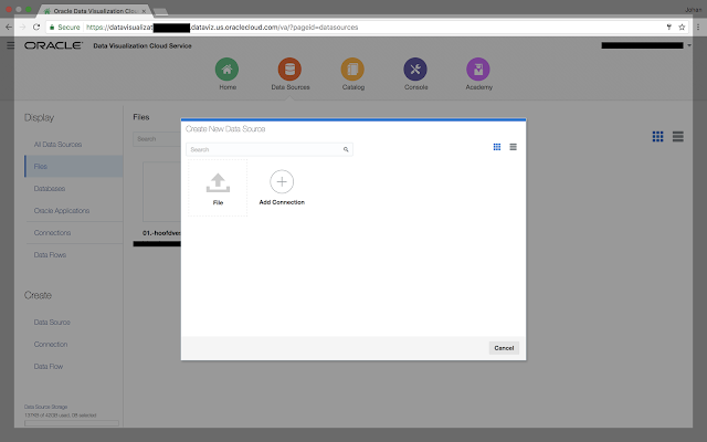 Johan Louwers Tech Blog Oracle Data Visualization Cloud Service Upload Files