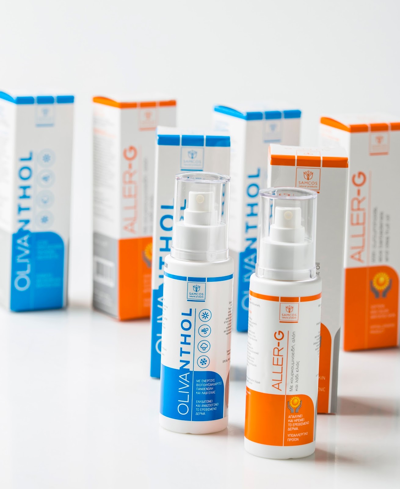 Samcos, Olivanthol & Aller-g – Herbal Skin Spray – Packaging Of The World