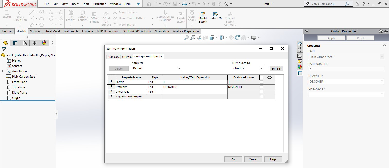 EGS India | Official Blog: SOLIDWOKRS TECH TIP - SOLIDWORKS PROPERTY ...