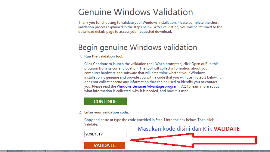 Windows validate