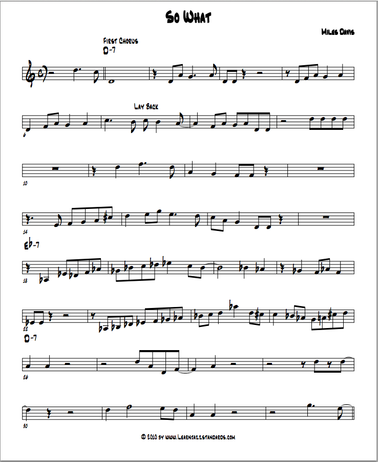 Miles Edwards Francis: Song analysis of Miles Davis So What