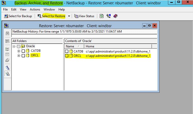 Remote Infrastructure Management: NetBackup - Performing ORACLE Database restores using RMAN Client