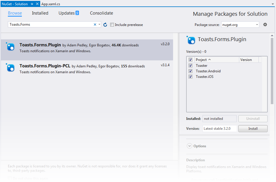 WPF Thoughts: Xamarin Forms Toast