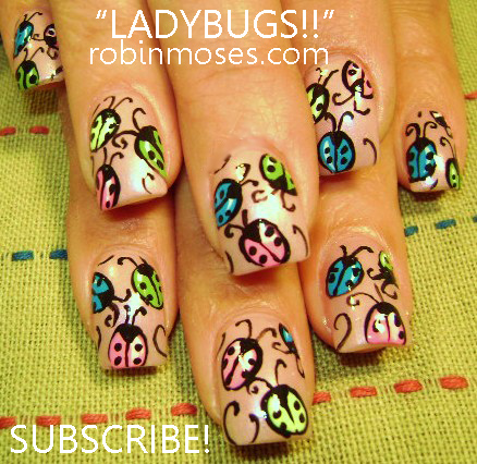 Nail Art by Robin Moses: GRAY GOOSE nail art, RED BULL nail art, COLORFUL rainbow LADYBUGS nail ...