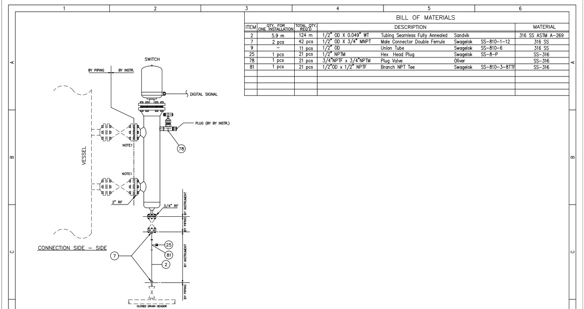 Download Hook-Up Level Switch Displacer - Side DWG AutoCAD Free