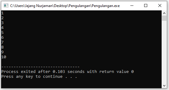 Belajar Pengulangan atau Looping pada C++ - Contoh Aplikasi
