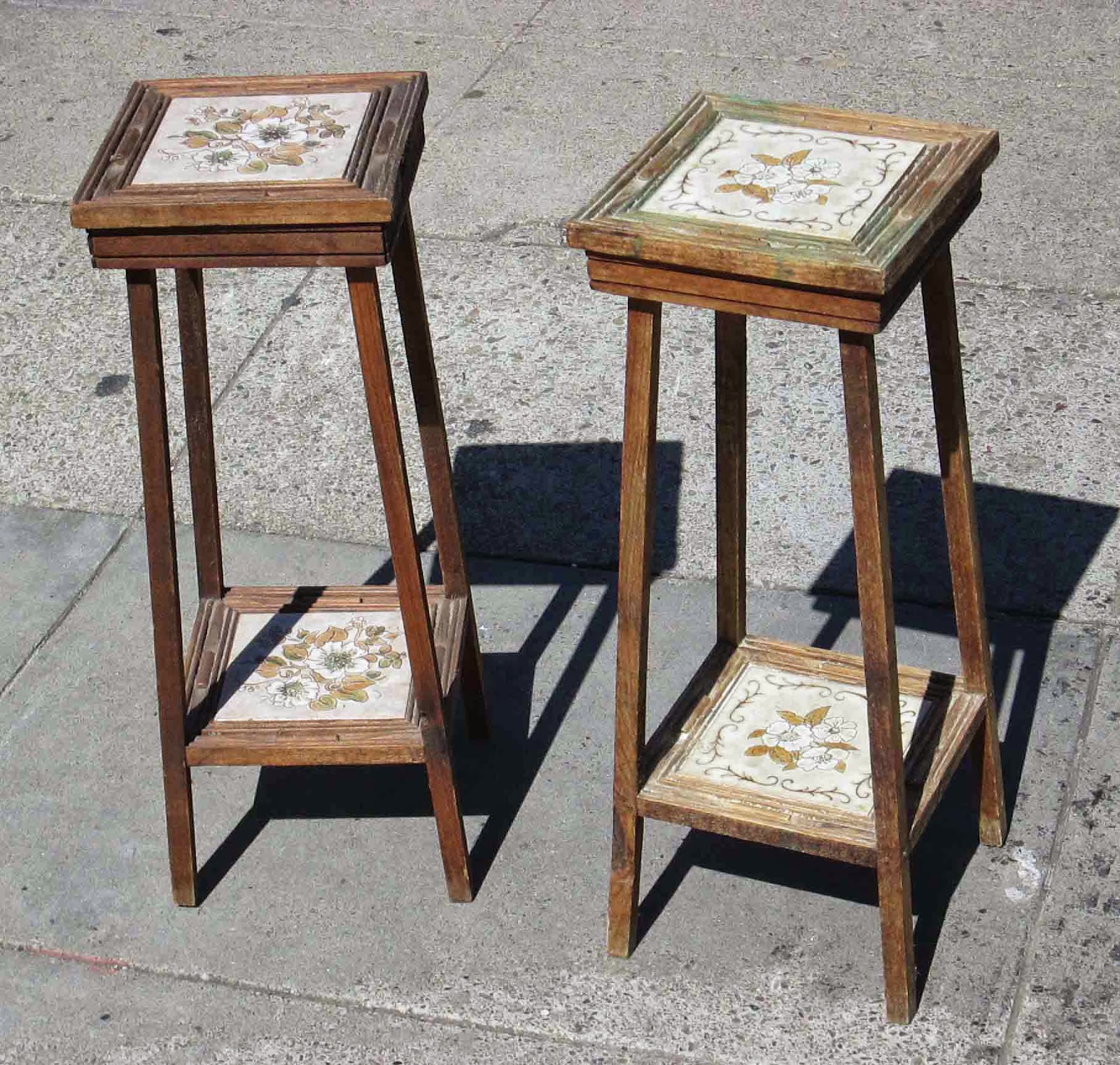 UHURU FURNITURE & COLLECTIBLES: SOLD Pair of Tile Top Plant Stands ...